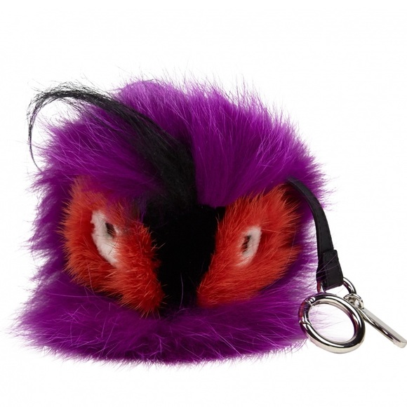 Fendi | Bags | Authentic Fendi Fox Fur Bag Bug Charm Purplered | Poshmark